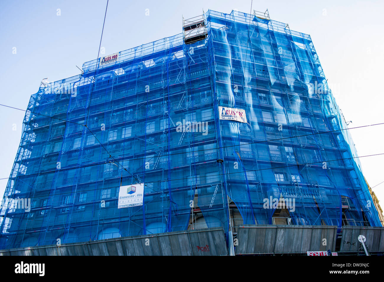 Esca condominium building with scaffolding and safety net Strasbourg ...