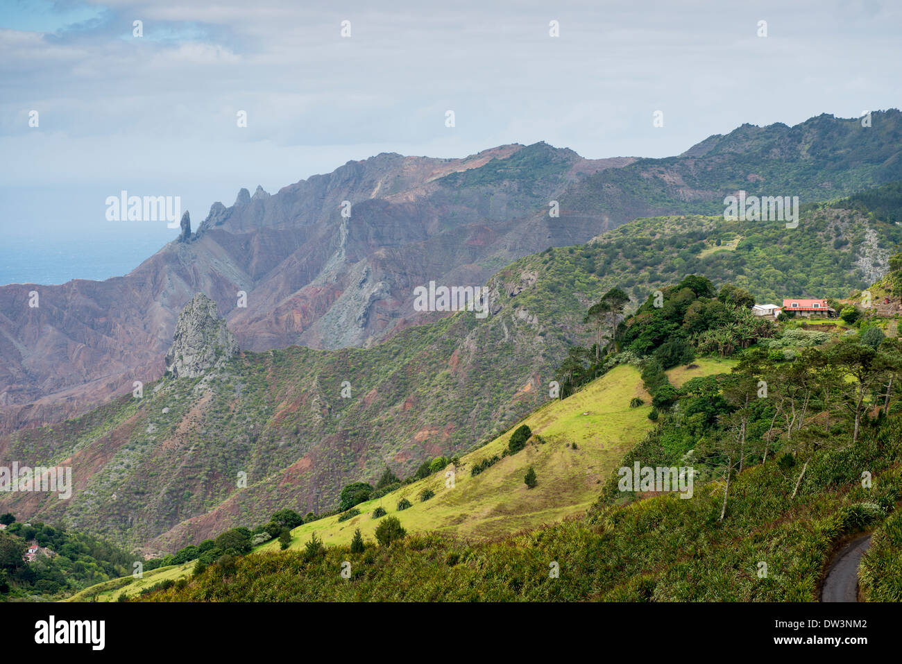 St Helena in the south Atlantic. countryside showing lot and lot's wife ...