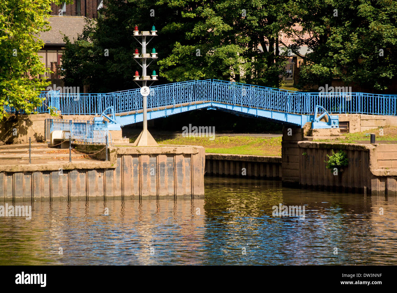 Blue Bridge over the river Foss in York where it meets the river Ouse ...