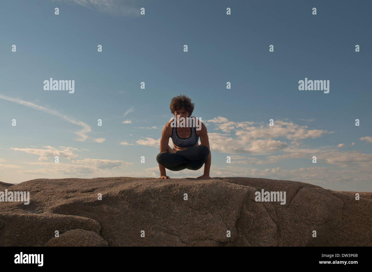 Iyengar Yoga Instructor Demonstrates Tolasana (Balancing Stock Photo ...