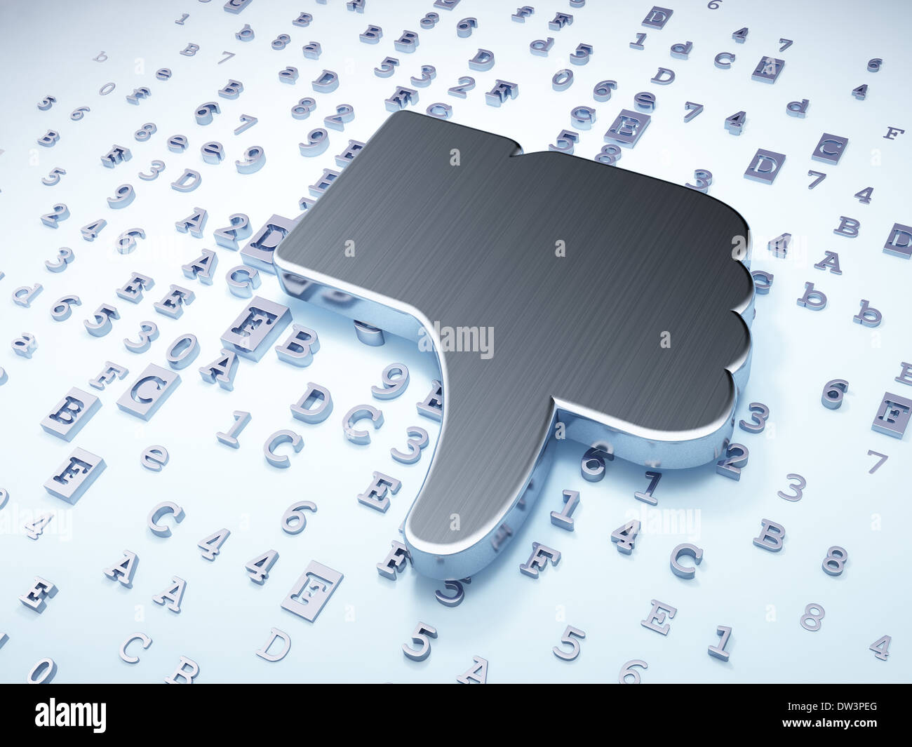 Social media concept: Silver Thumb Down on digital background Stock ...