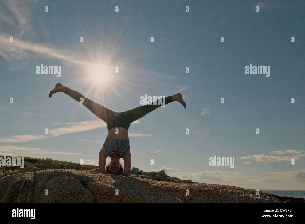 Iyengar Yoga Instructor Demonstrates Sirsasana Upavisthakonasan in ...