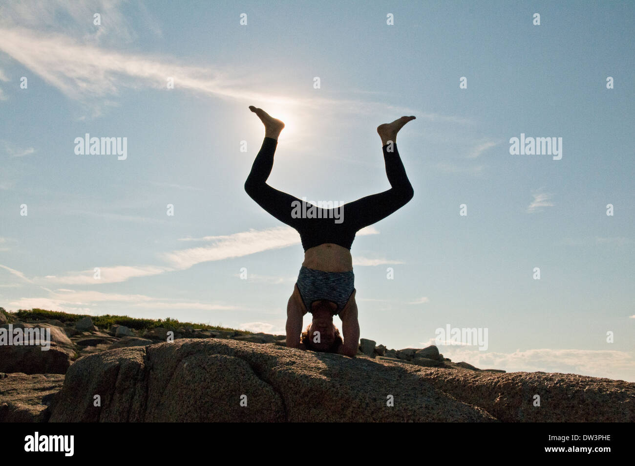 Iyengar Yoga Instructor Demonstrates Sirsasana Upavisthakonasana in ...