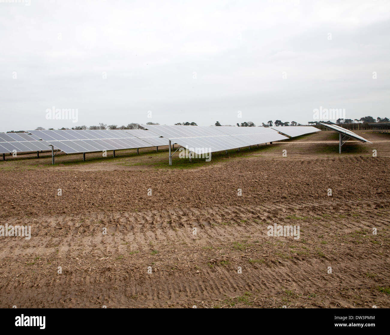 Solar array of photovoltaic panels in a large new solar park at ...