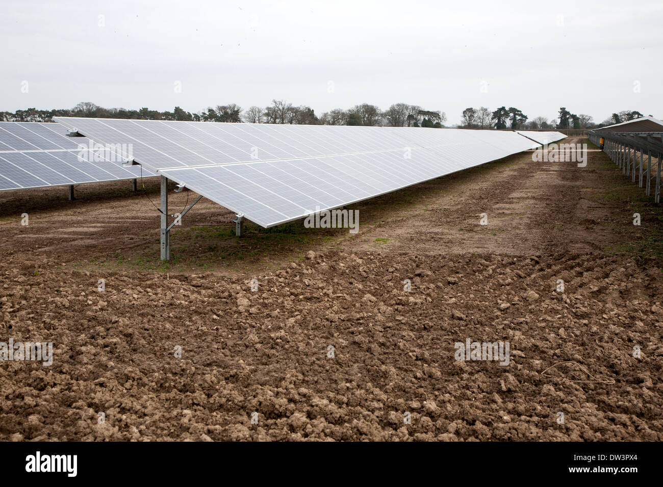 Solar array of photovoltaic panels in a large new solar park at ...