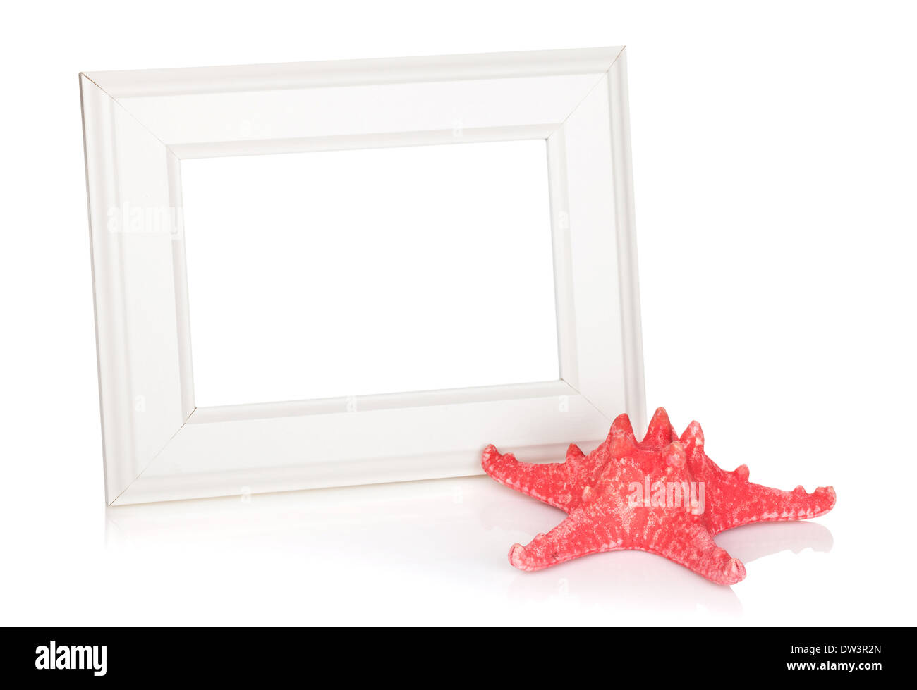 Photo frame with starfish. Isolated on background Stock Photo - Alamy
