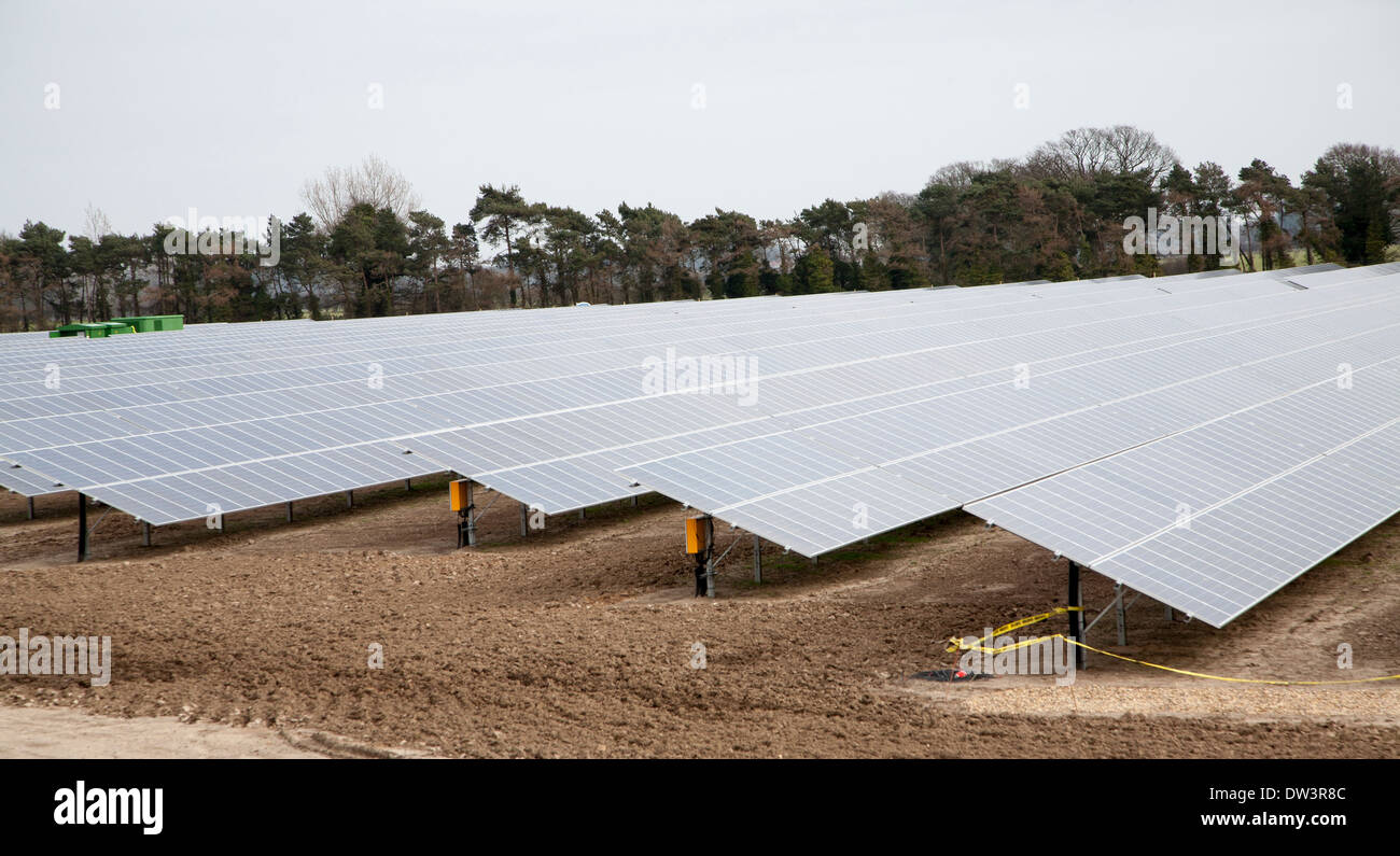 Solar array of photovoltaic panels in a large new solar park at ...
