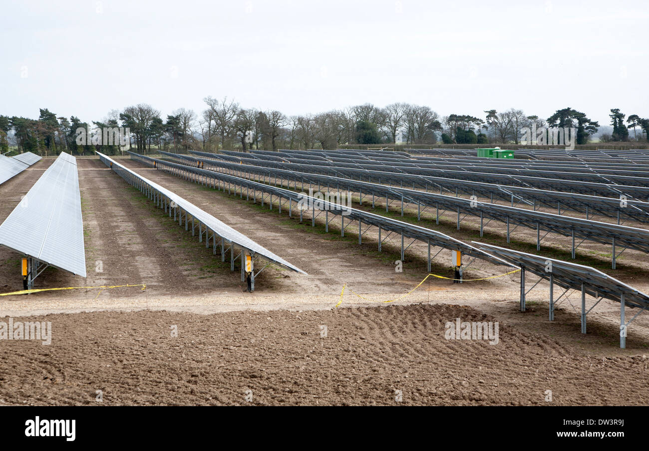 Solar array of photovoltaic panels in a large new solar park at ...