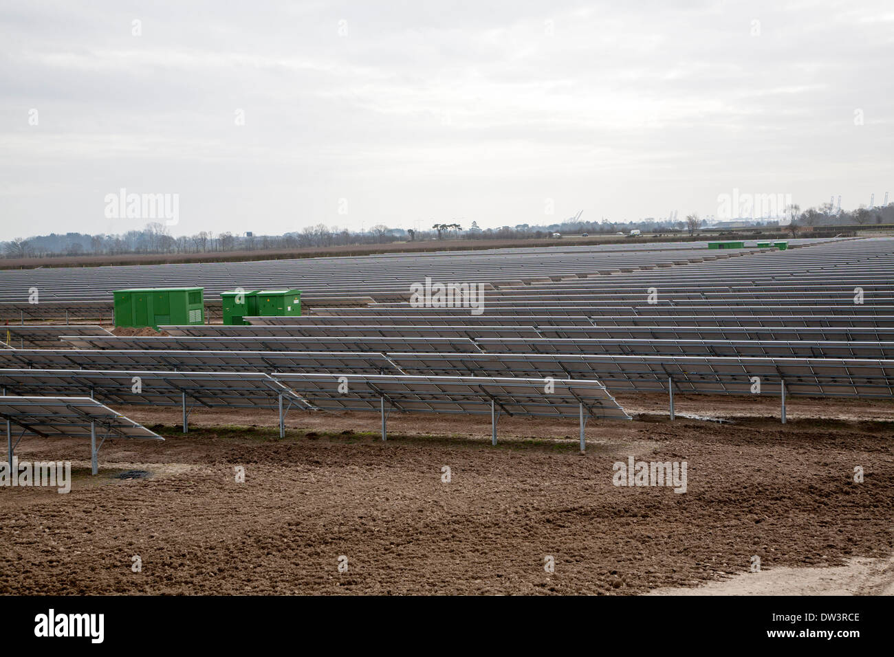 Solar array of photovoltaic panels in a large new solar park at ...