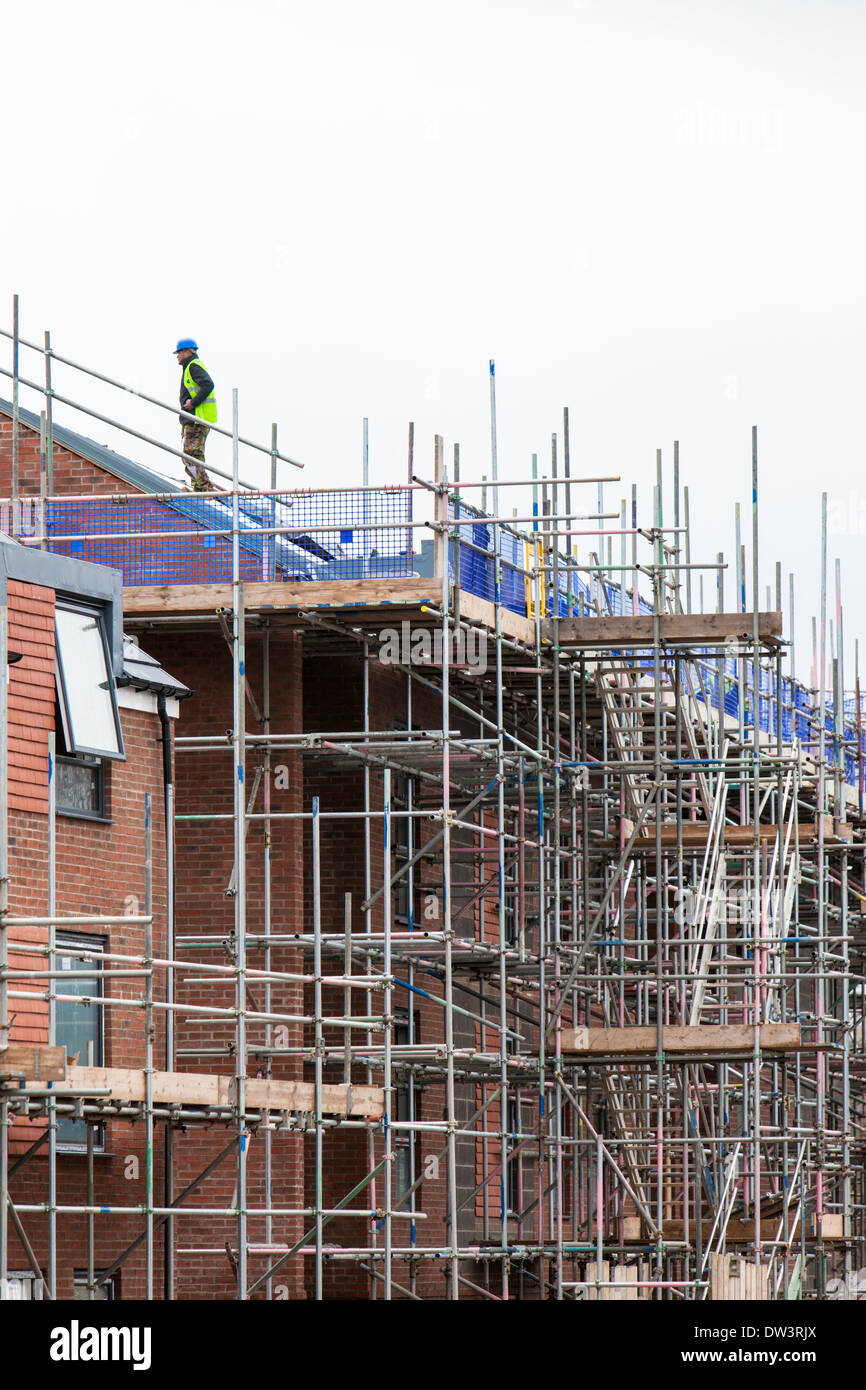Scaffolding around new housing development, Birmingham, England, UK ...