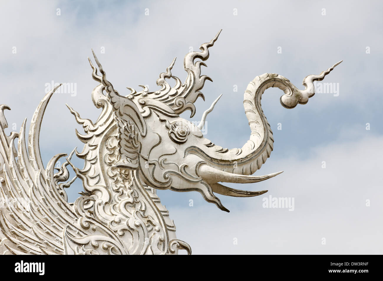 white elephant sculpture in Thai temple Stock Photo - Alamy