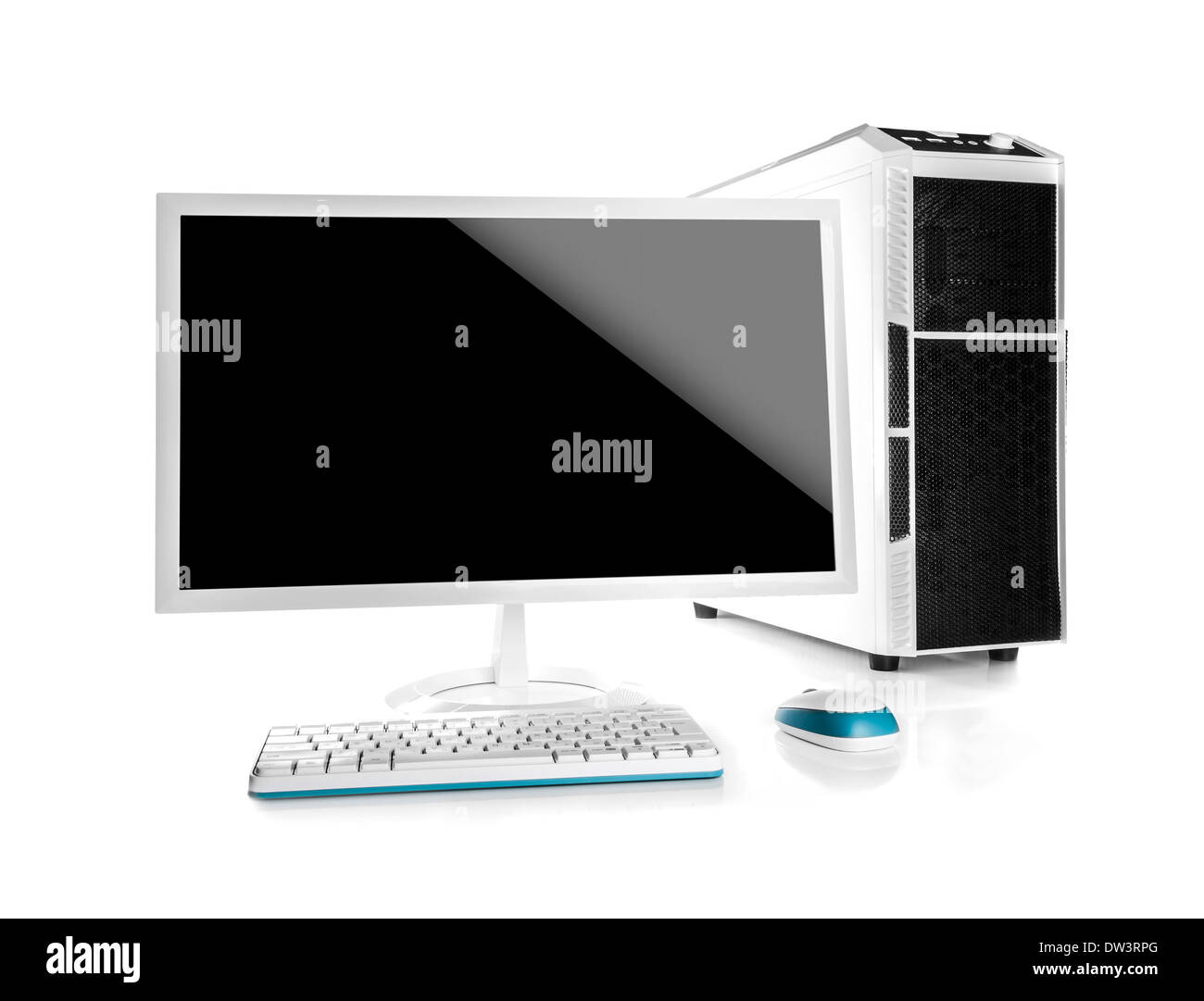 Desktop computer and keyboard and mouse on white Stock Photo - Alamy