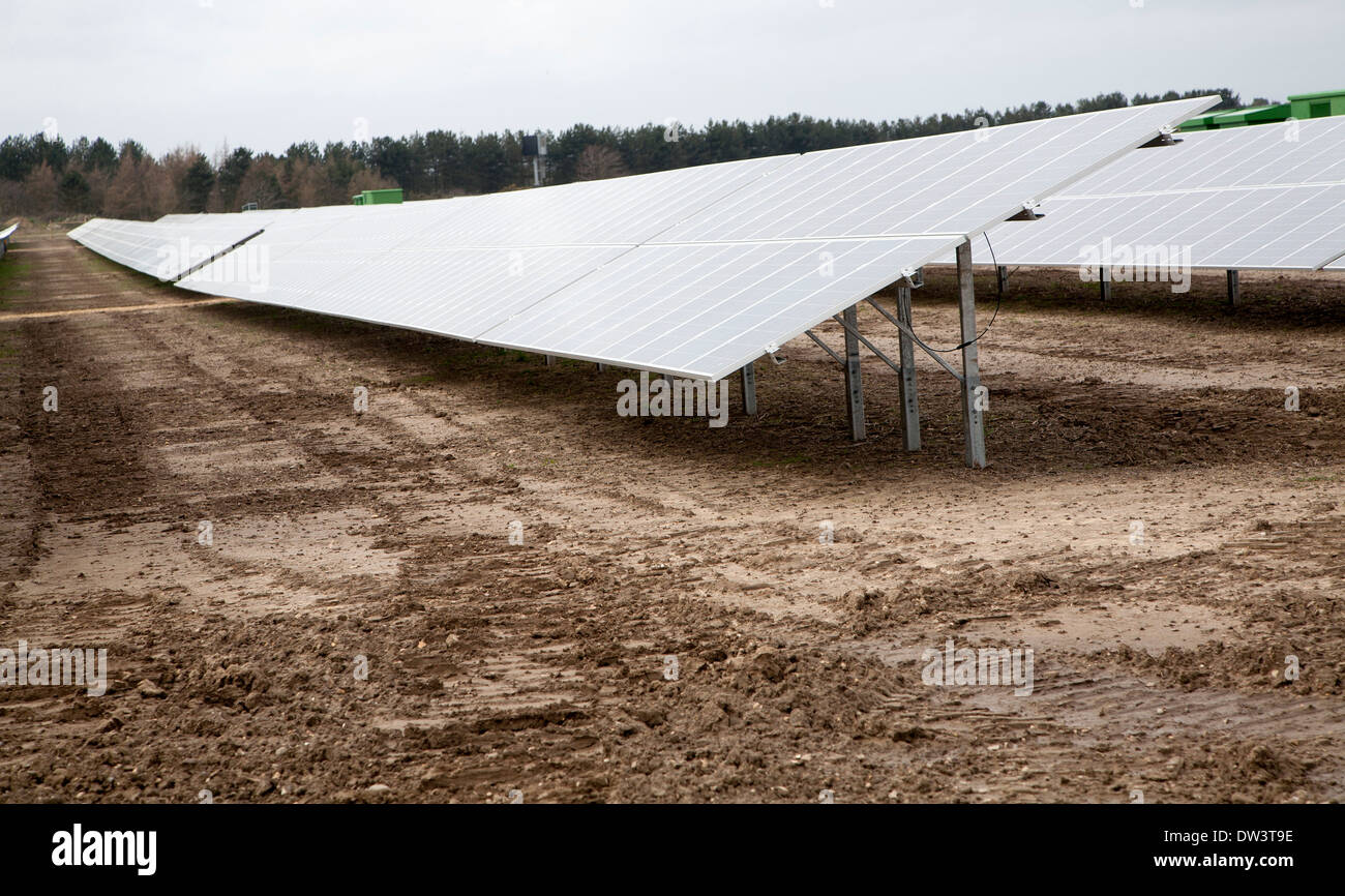 Solar array of photovoltaic panels in a large new solar park at ...