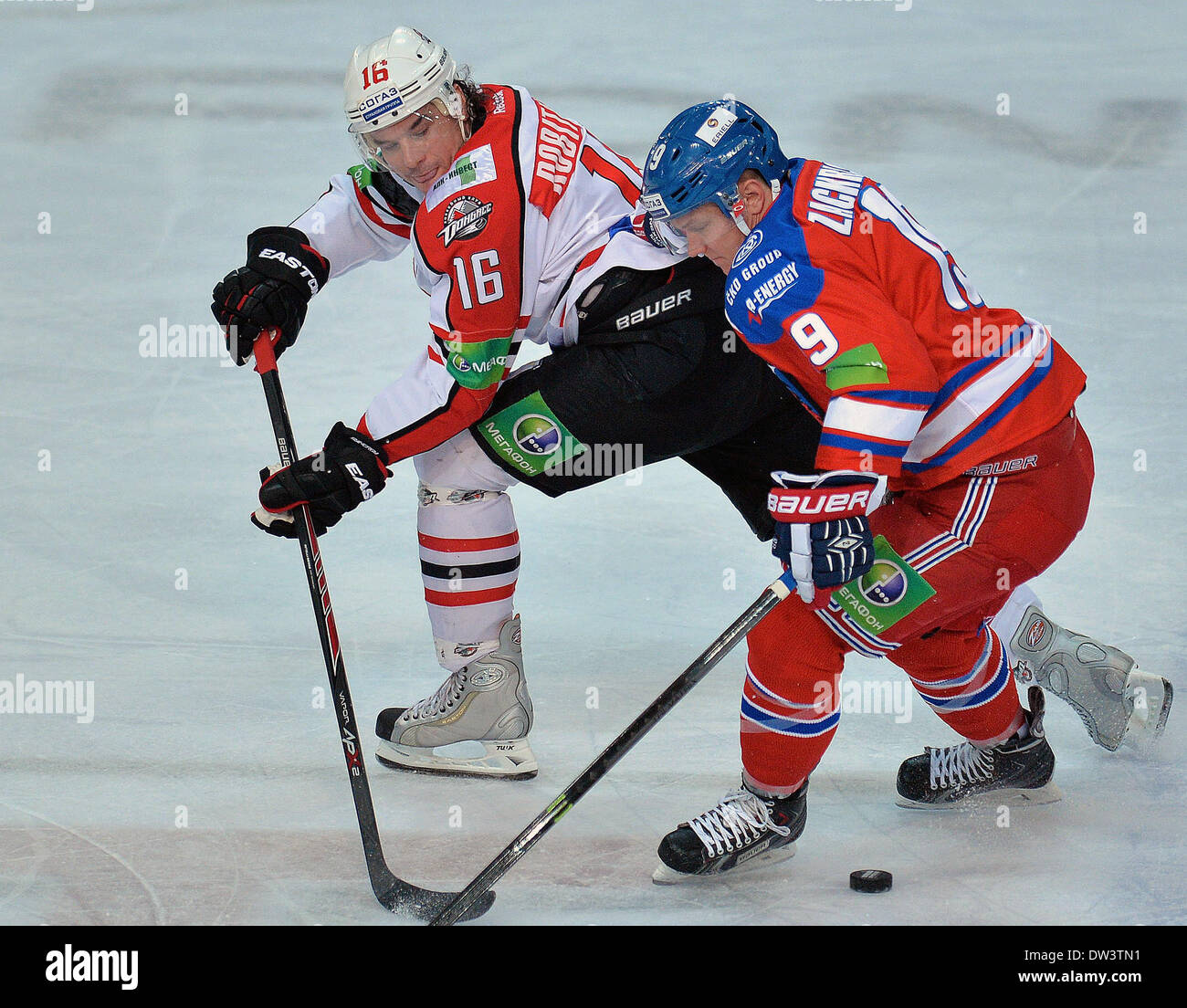 Randy Robitale of Donbass, left, and Patrik Zackrisson of Lev Praha ...