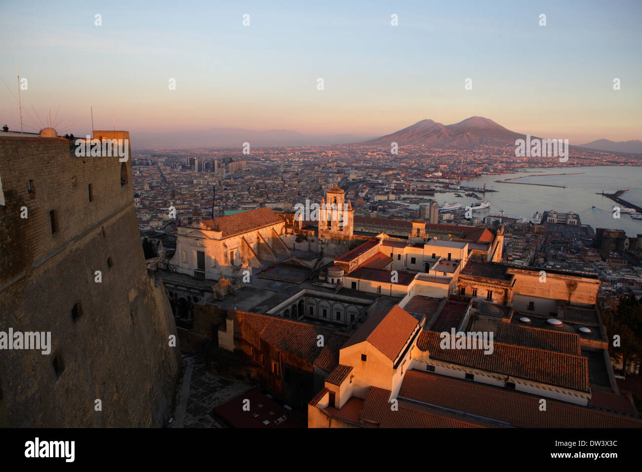 View of the Gulf of Naples and Mount Vesuvius in the distance, Naples ...
