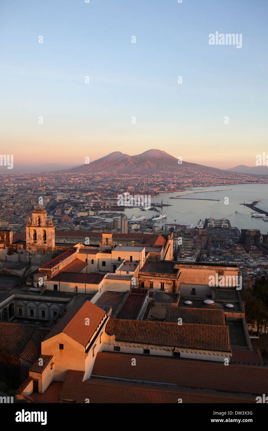 View of the Gulf of Naples and Mount Vesuvius in the distance, Naples ...