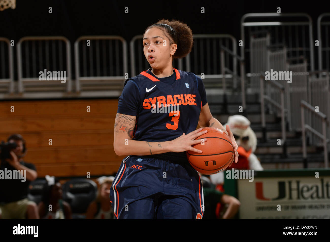 Coral Gables, FL, USA. 20th Feb, 2014. Rachel Coffey #3 of Syracuse in ...