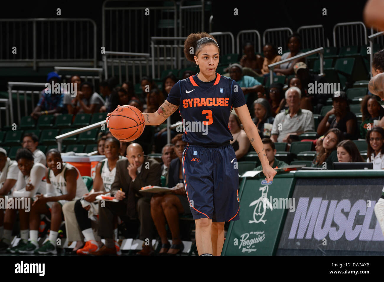 Coral Gables, FL, USA. 20th Feb, 2014. Rachel Coffey #3 of Syracuse in ...