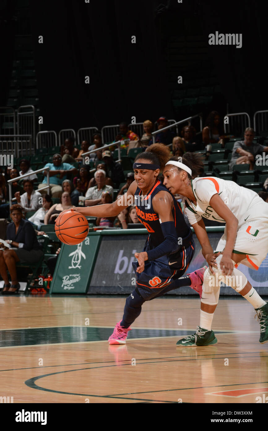 Coral Gables, FL, USA. 20th Feb, 2014. Brittney Sykes #20 of Syracuse ...