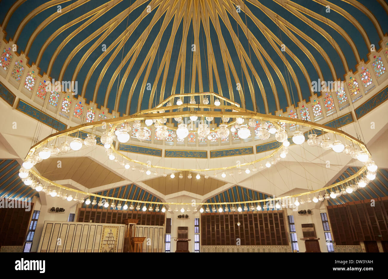 King Abdullah I mosque interior in Amman, Jordan. The also known as ...