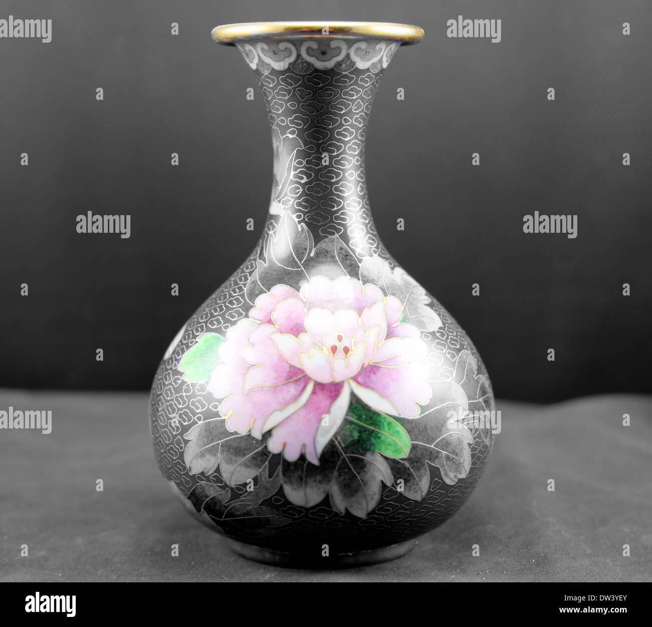 ORIENTAL VASE,MONOCHROME WITH COLORED PARTS Stock Photo - Alamy