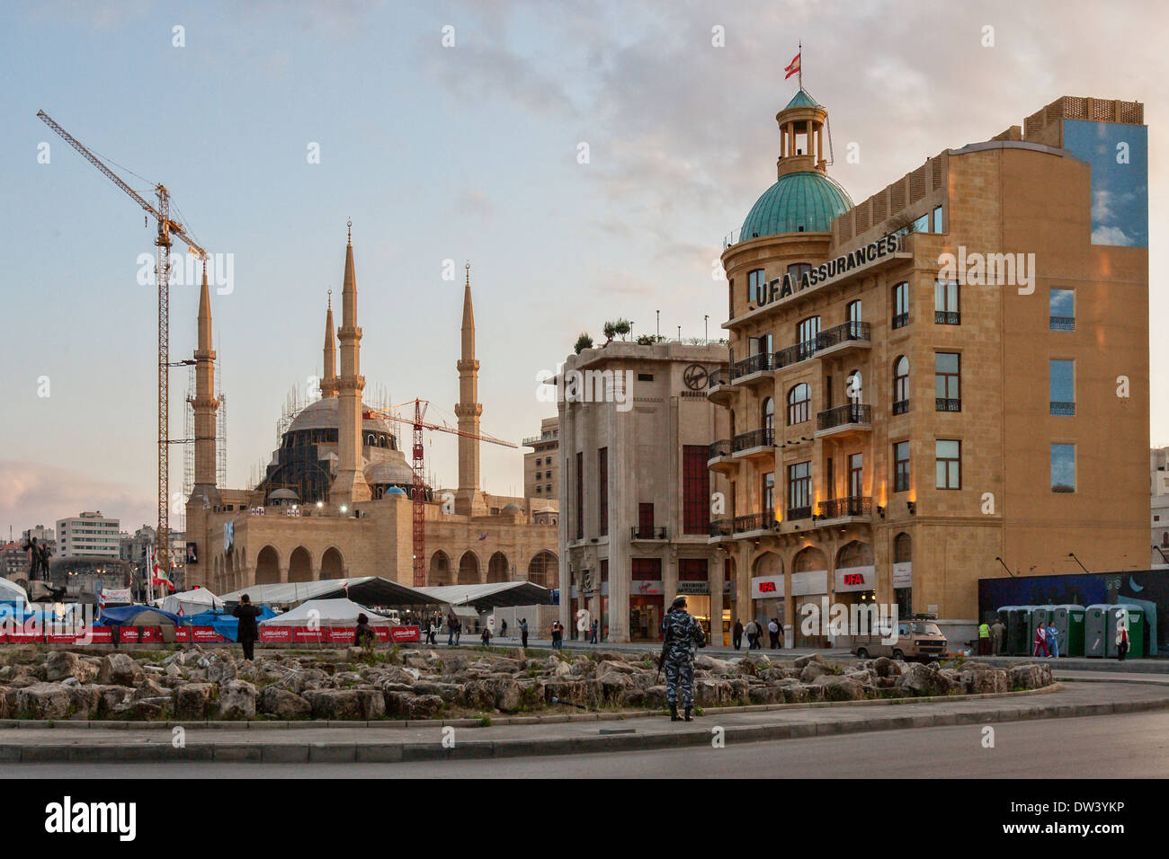 Martyrs' Square in Beirut, Lebanon, with tents of the Cedar Revolution ...