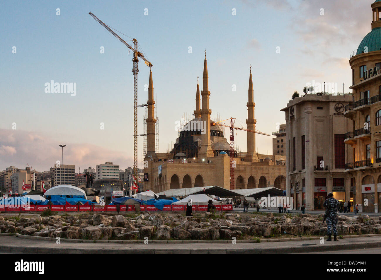 Martyrs' Square in Beirut, Lebanon, with tents of the Cedar Revolution ...
