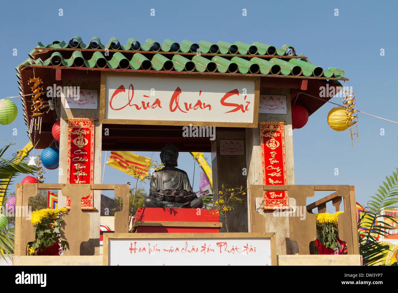 Vietnamese Buddhist temple at the tet festival (lunar new year) held at ...