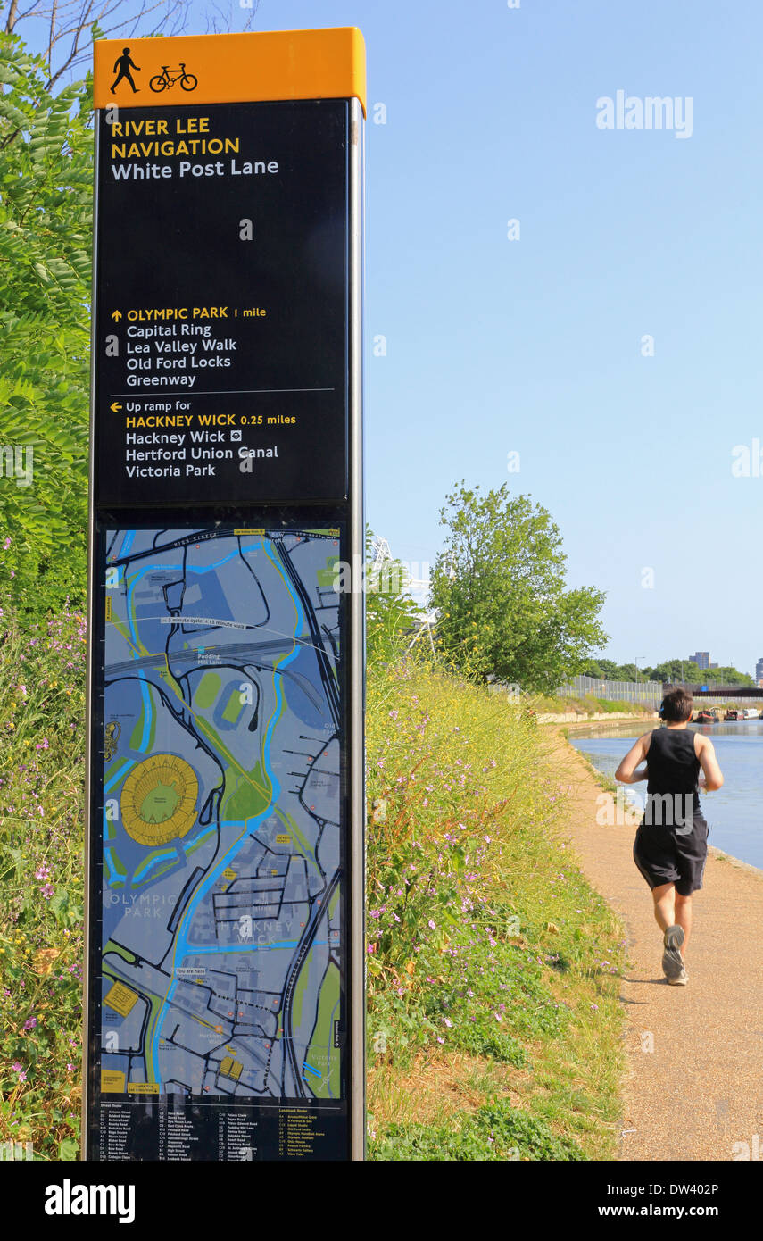 The cycle and footpath along the River Lee Navigation at White Post ...