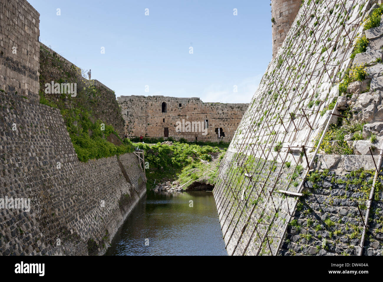 Moat of Krak des Chevaliers, a medieval crusaders castle in Talkalakh ...