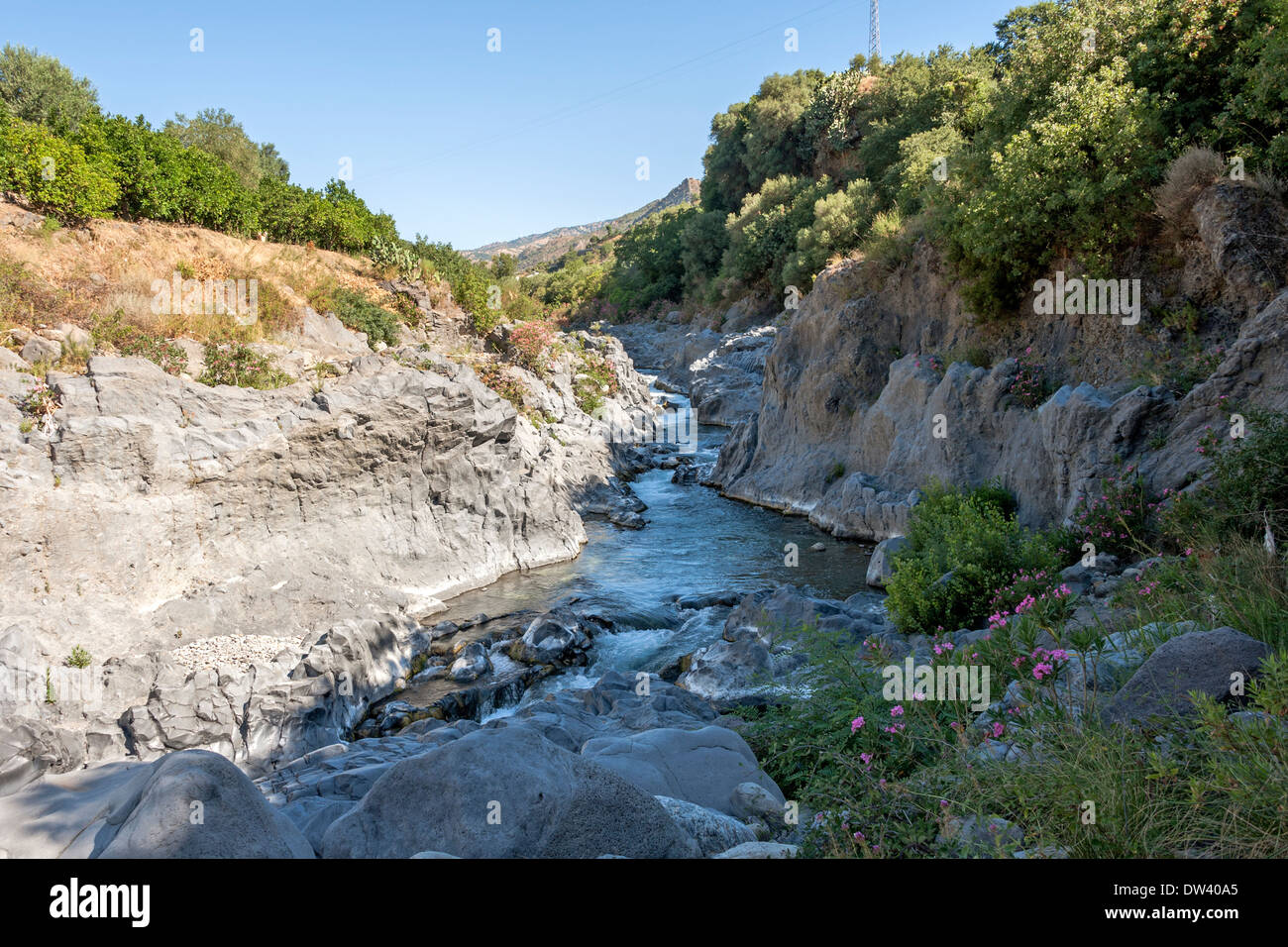 The Alcantara River Gorge, near Mount Etna located in the Alcantara ...