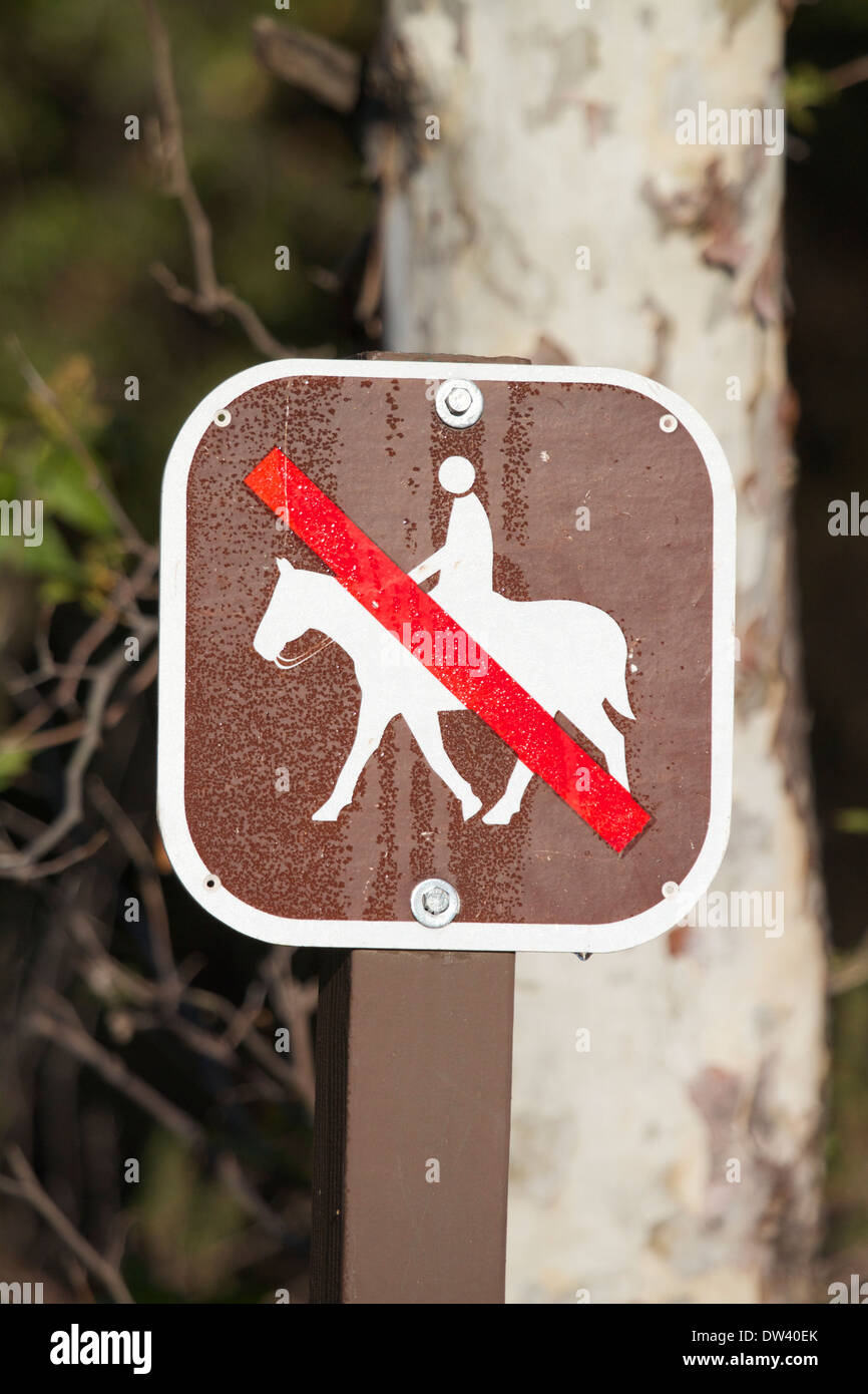 No horse riding trail sign Stock Photo - Alamy