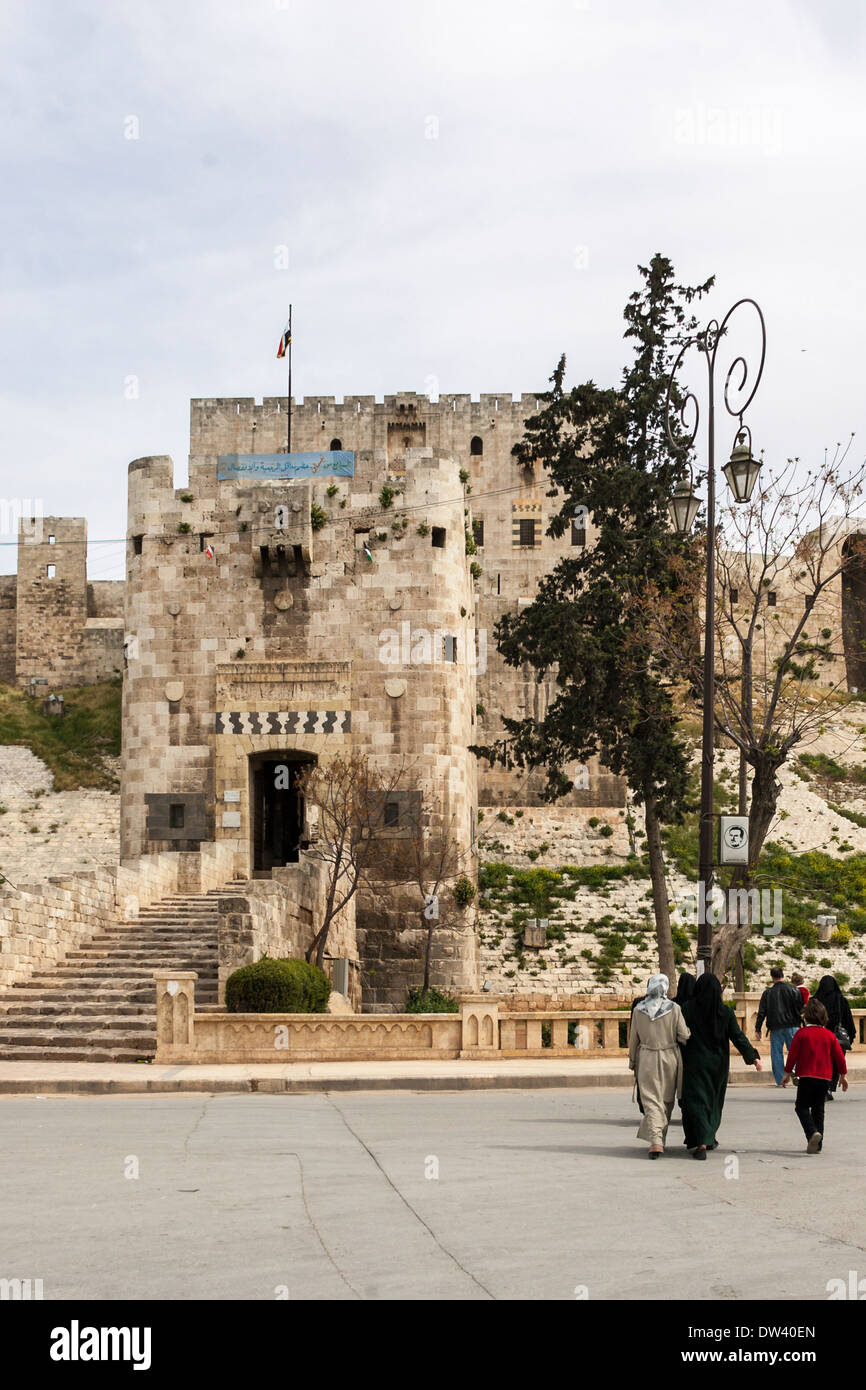 The Citadel of Aleppo is a large medieval fortified palace in the ...