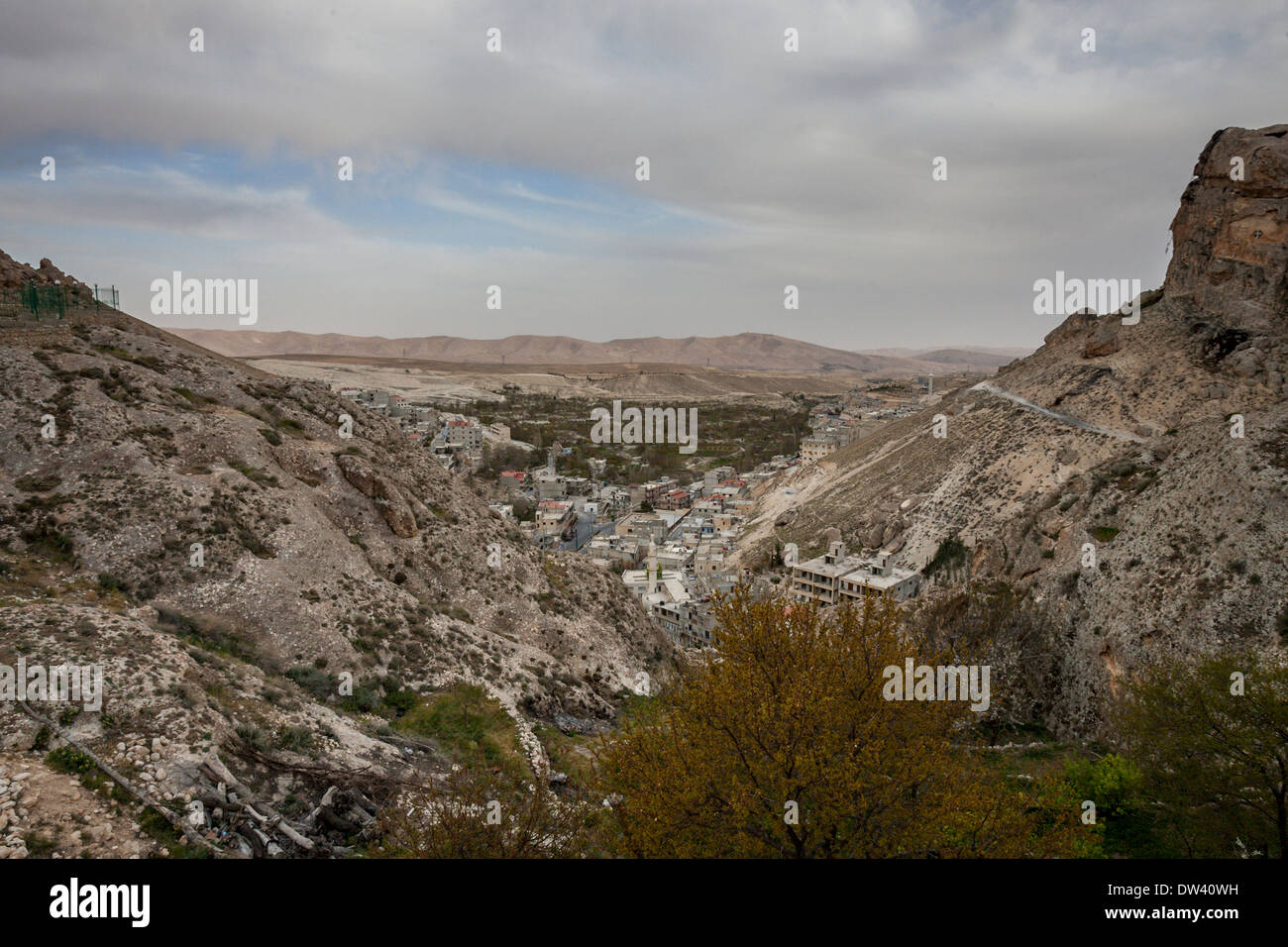 View from Greek Orthodox nunnery of St. Thecla Deir Mar Takla of the ...