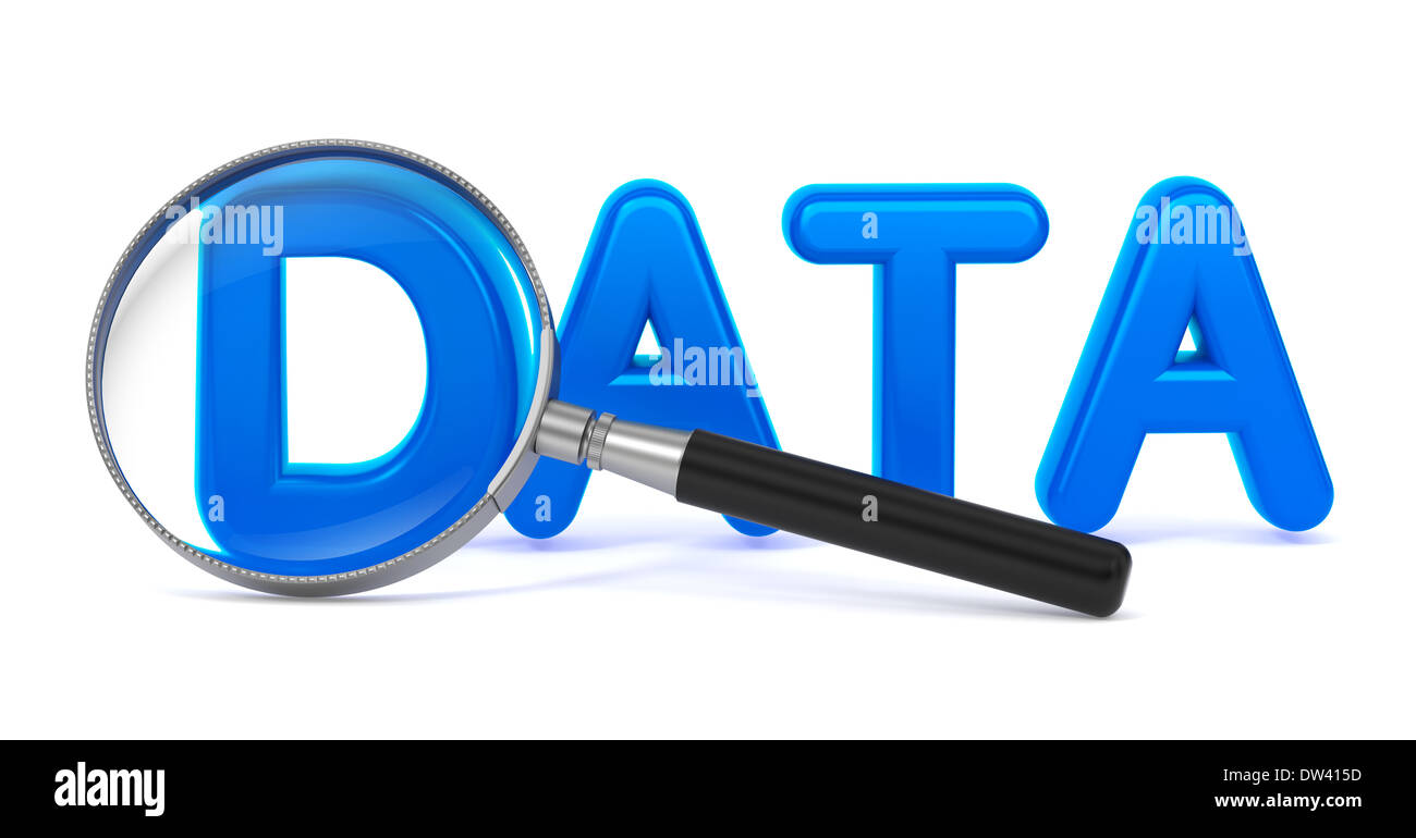 Data with Magnifying Glass Stock Photo - Alamy