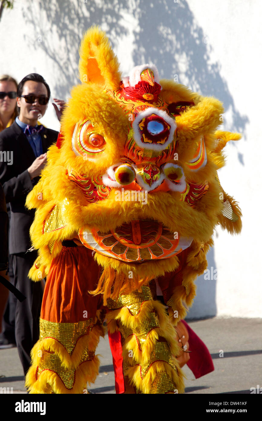 Traditional Vietnamese Lion dance performed at a Tet festival (lunar ...