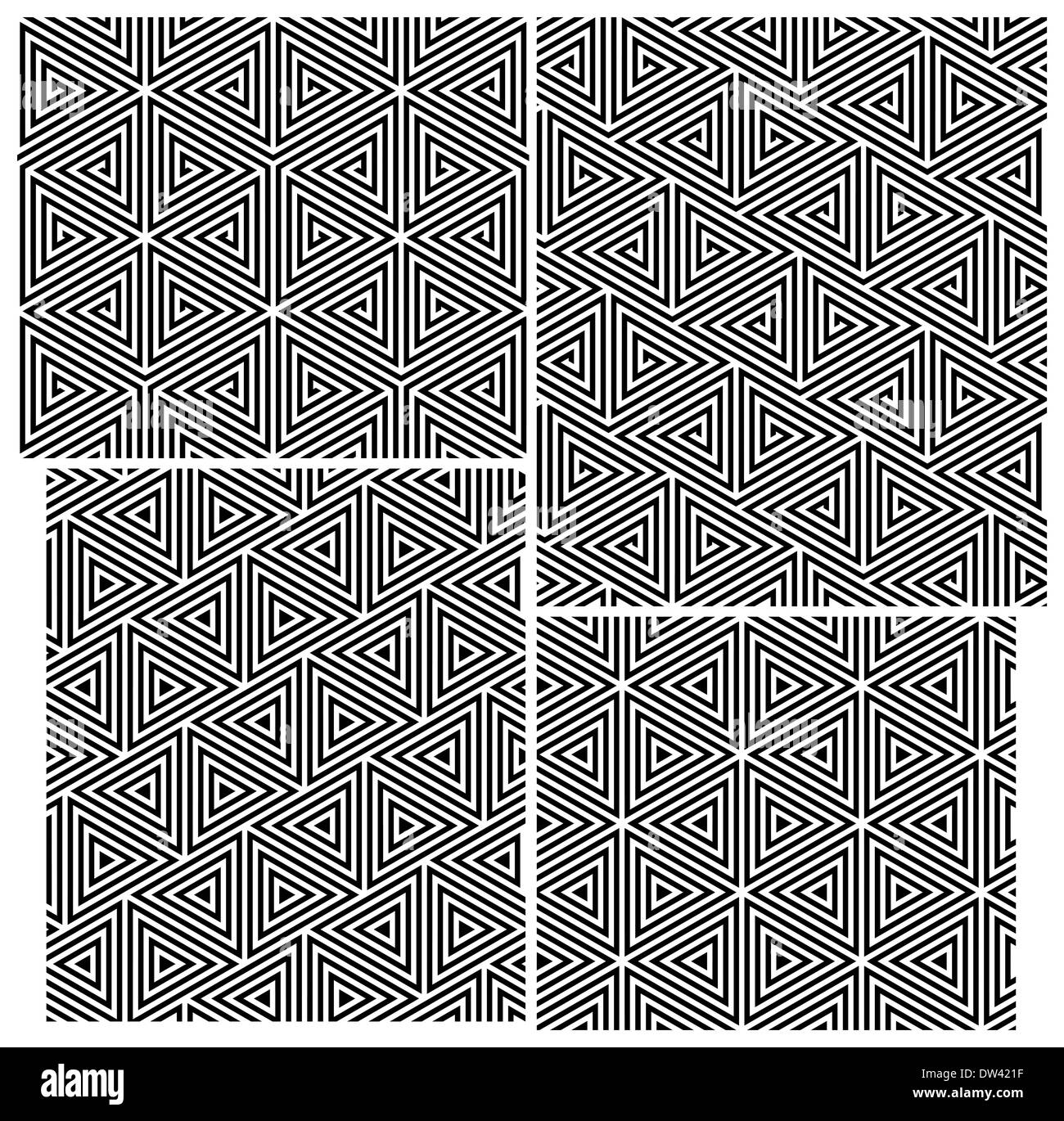 Set of Four B&W Seamless Patterns Stock Photo - Alamy