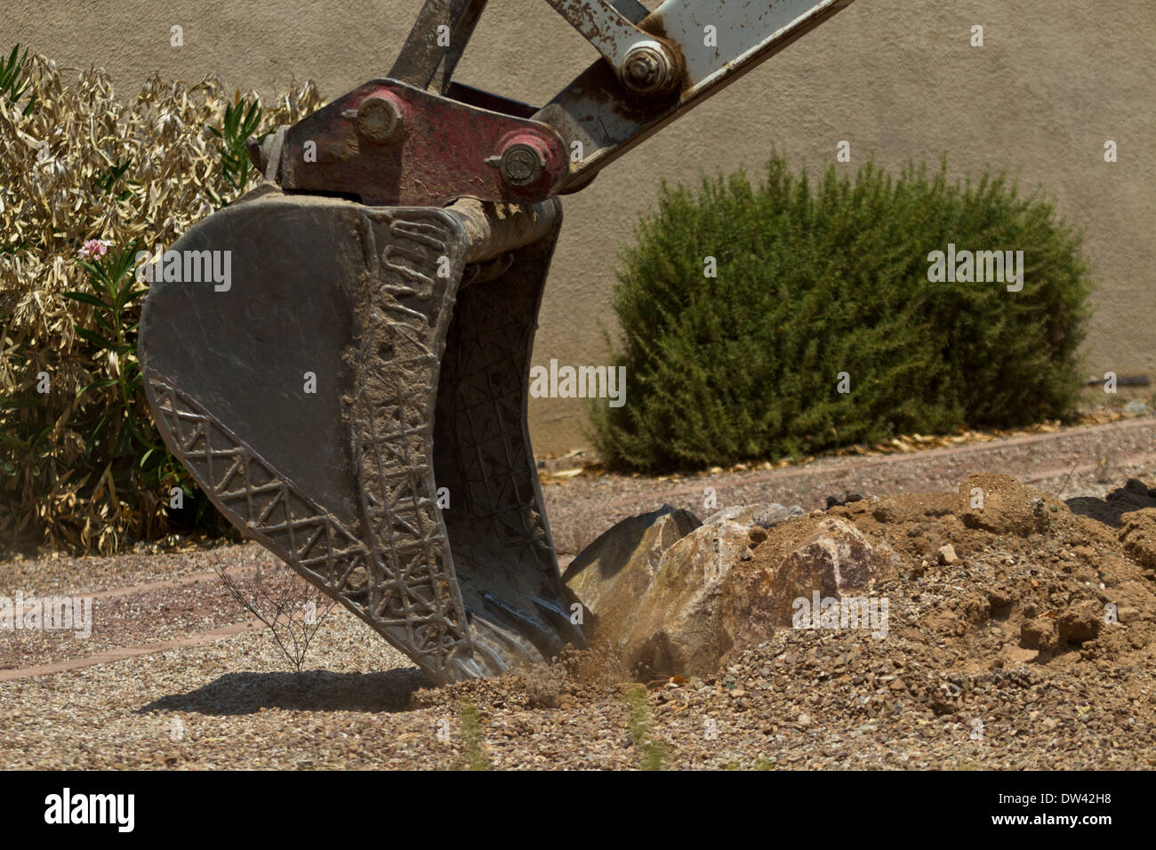 Building and construction machinery, a big digging bucket with steel ...