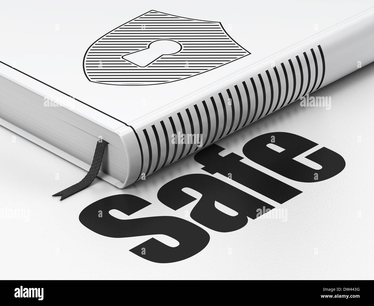 Privacy concept: book Shield With Keyhole, Safe on white background ...