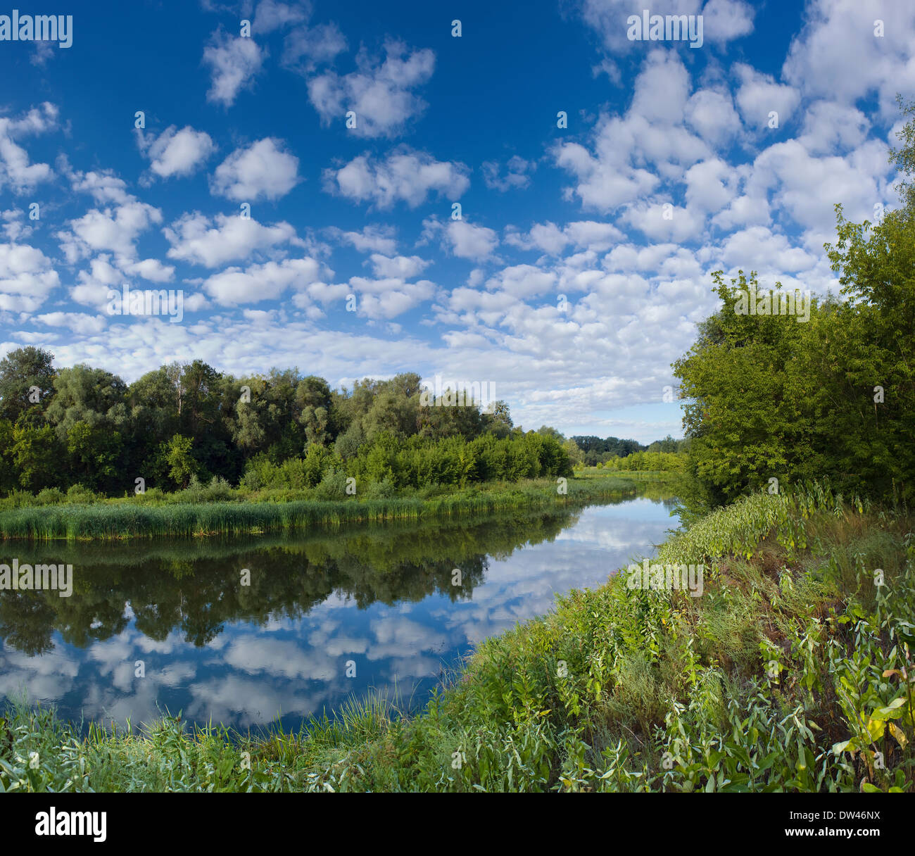Summer landscape on river clouds hi-res stock photography and images ...