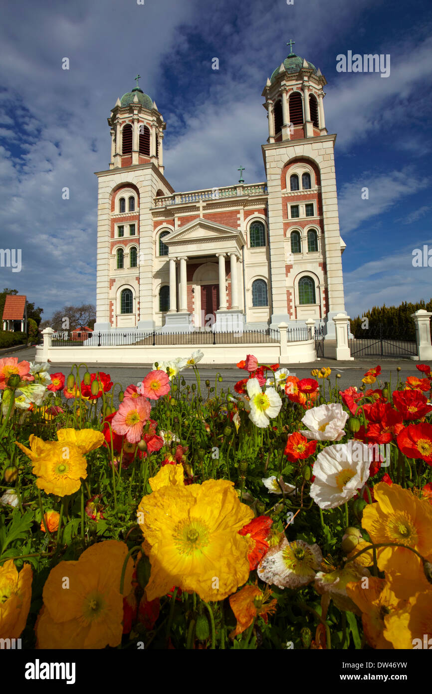Sacred Heart Basilica and spring flowers, Timaru, South Canterbury ...