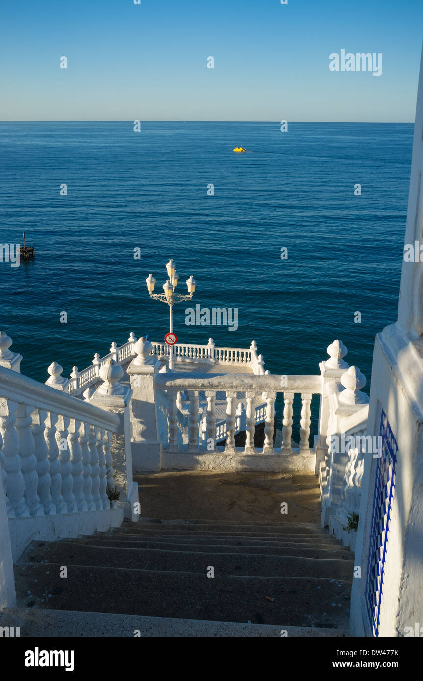 Landmark Benidorm viewopoint, whitawashed balustrades against the ...