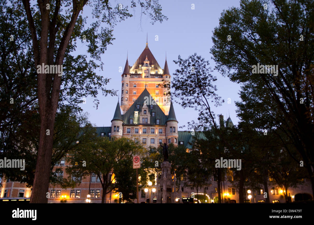 Quebec City Quebec Canada beautiful twilight scene with the famous ...