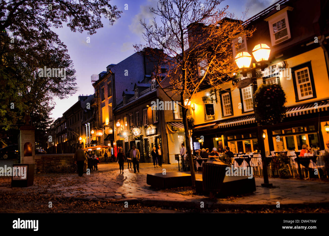 Quebec City Quebec Canada street scene of 1640 Restaurant cafe on St ...