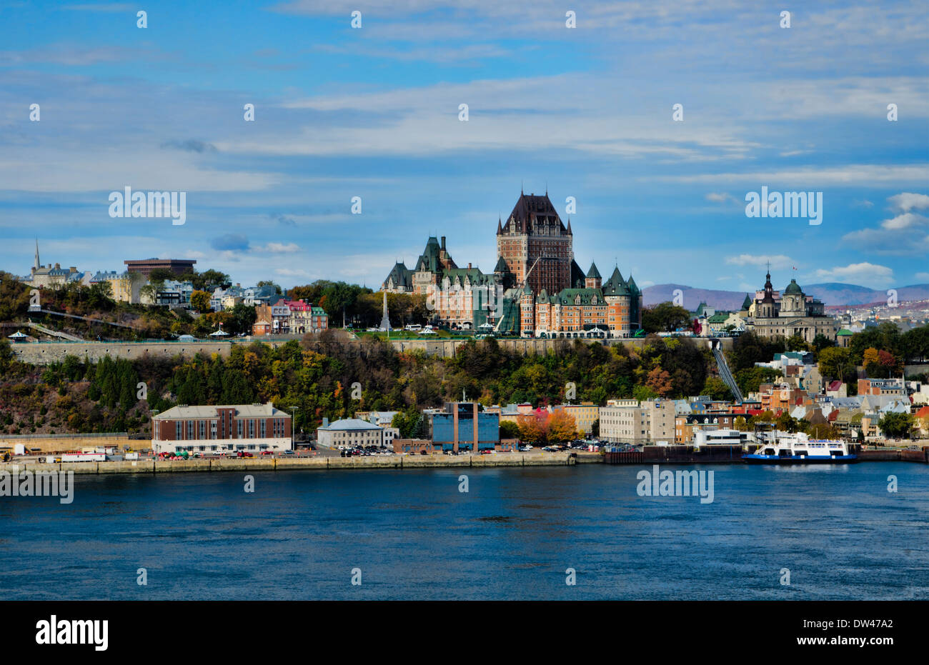 Quebec City Quebec Canada beautiful scene from river with the famous ...