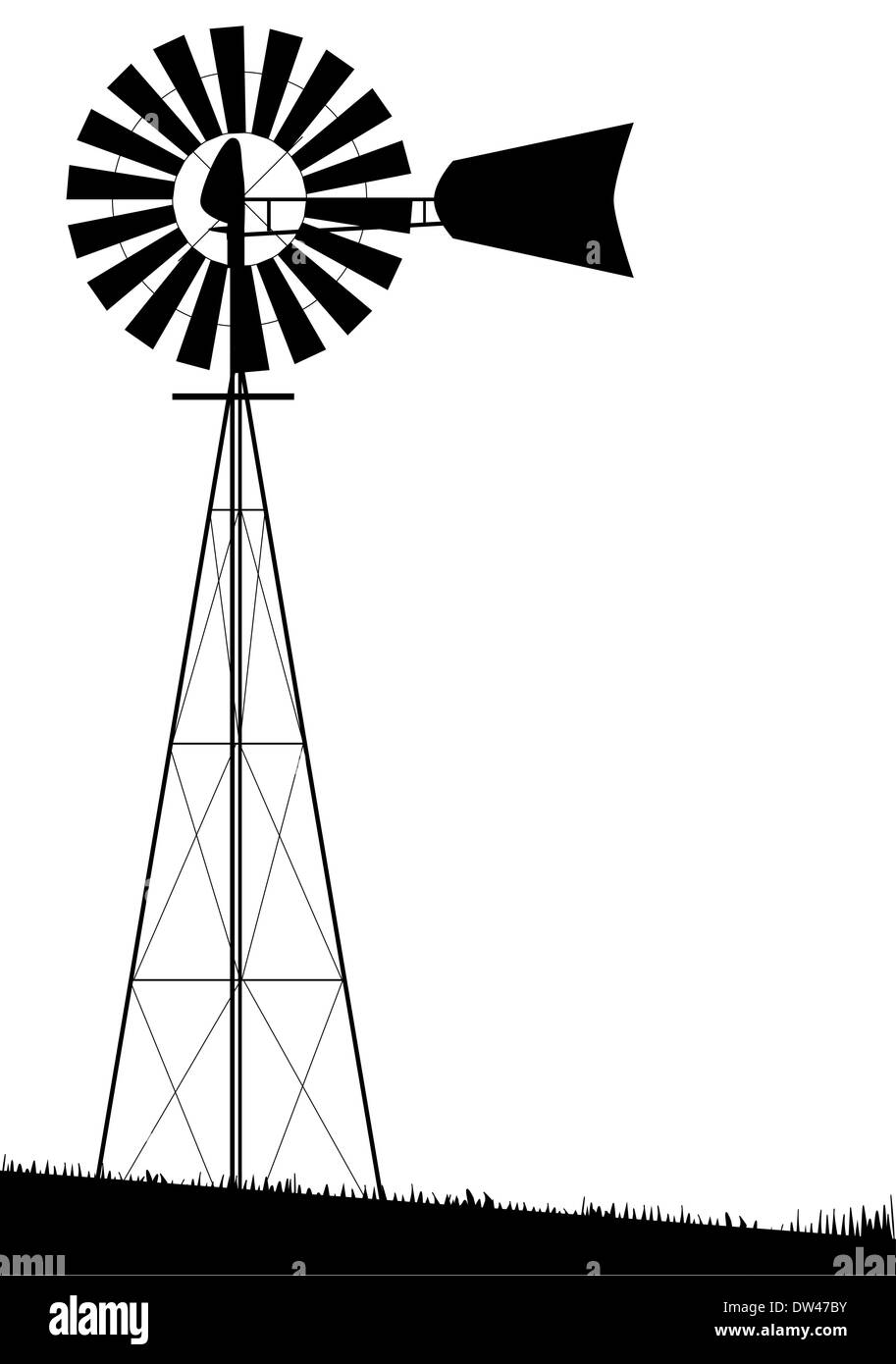 A small water pump windmill isolated over white Stock Photo - Alamy