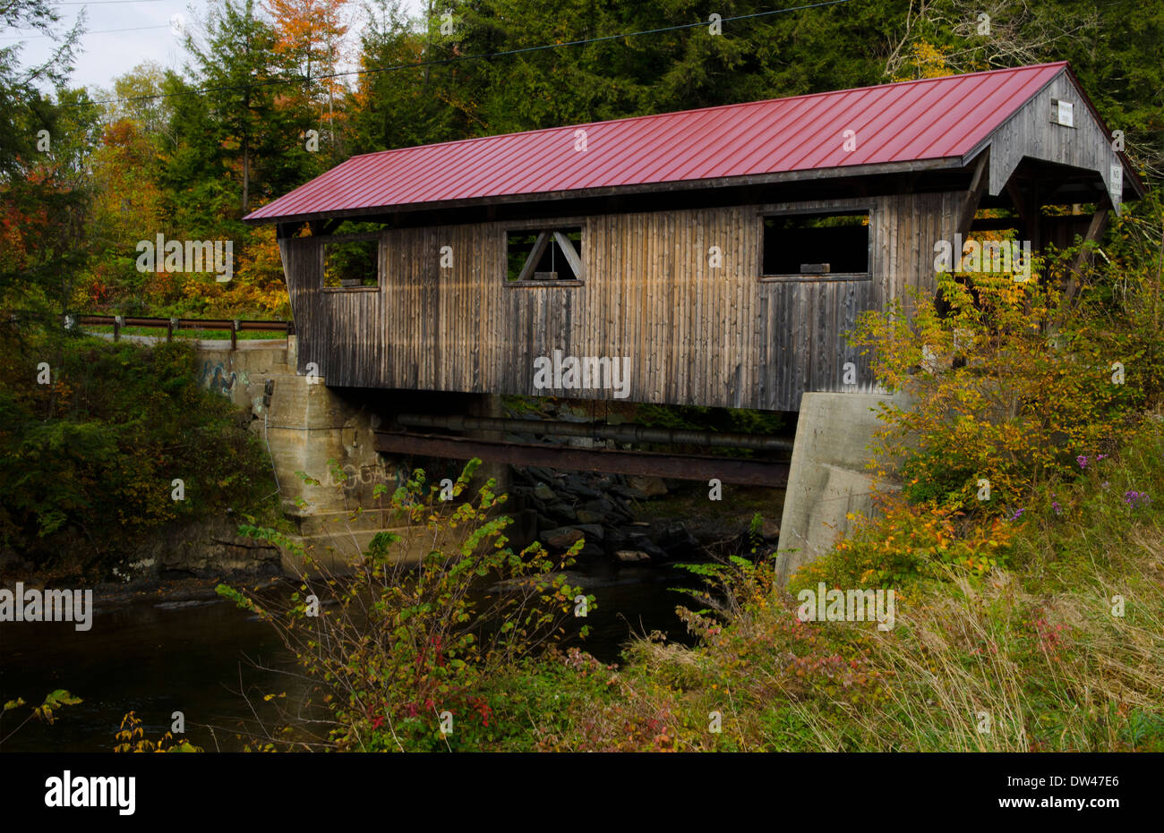 Johnson Vermont Power House Bridge in fall foliage in Northern New ...