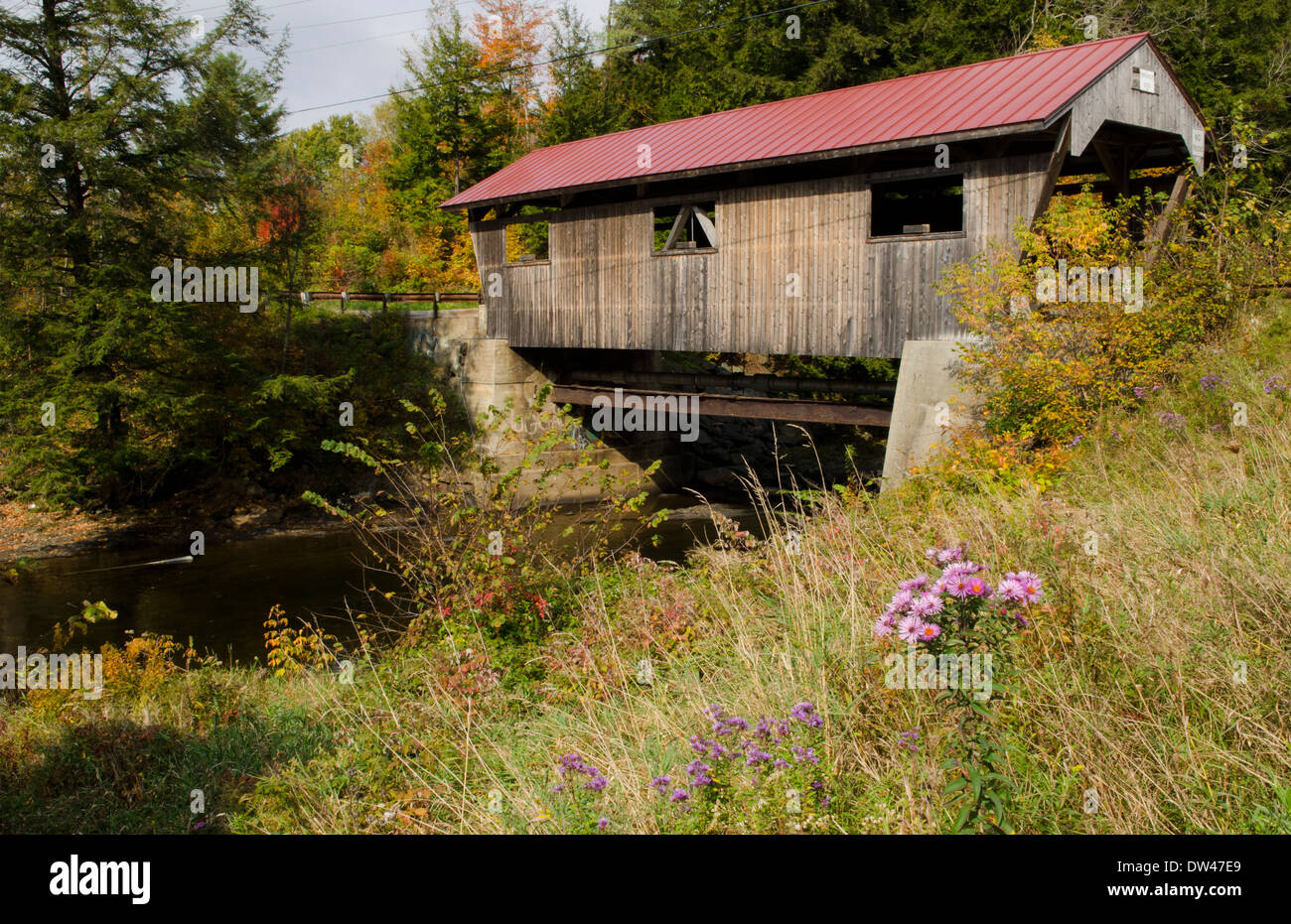 Johnson Vermont Power House Bridge in fall foliage in Northern New ...