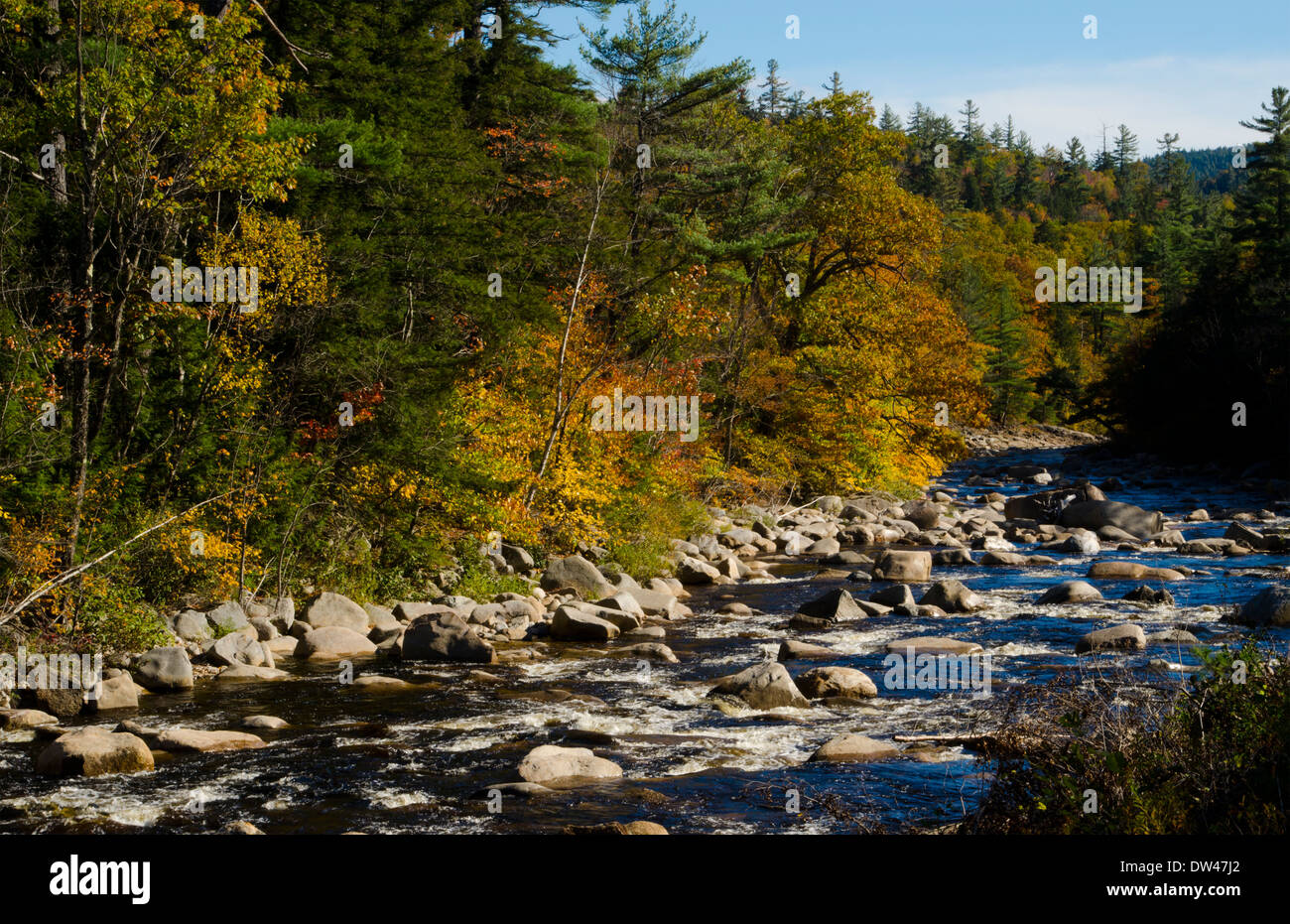 Kancamagus Highway New Hampshire near Conway Swift River with rocks and ...