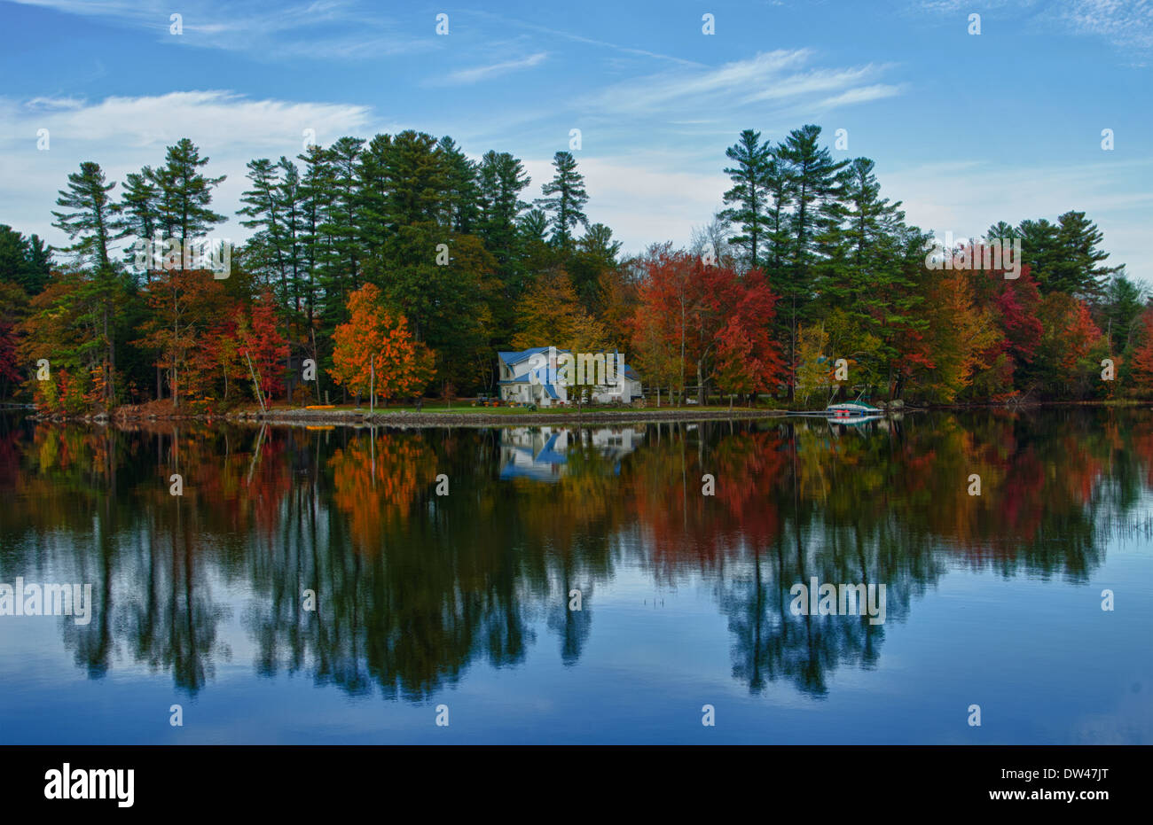 Norway Maine beautiful fall scene of Lake Pennasseewassee with summer ...
